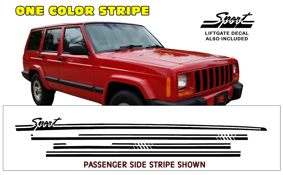 1991-93 Jeep Cherokee XJ Sport Side Stripe Decal Kit - 4 Door Model ...