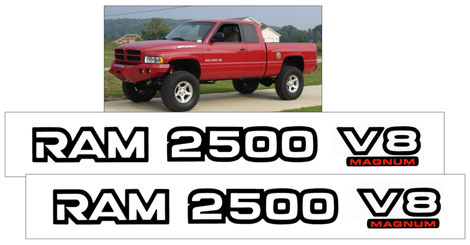 1999-01 Dodge - RAM 2500 V8 MAGNUM - Door Decal Set - 2" x 20.5"