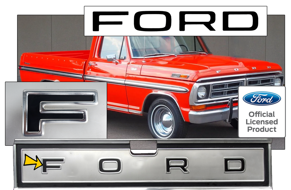1970-72 Ford Ranger XLT - F100 - F350 Trim Panel Tailgate Decal Letters ...