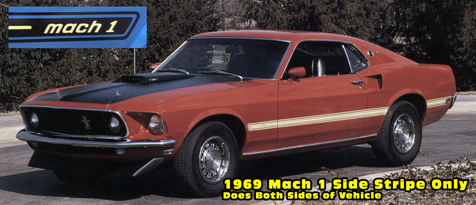 1969 Mustang Mach 1 Side Stripe Decal Kit - No Trunk Stripe | Graphic ...