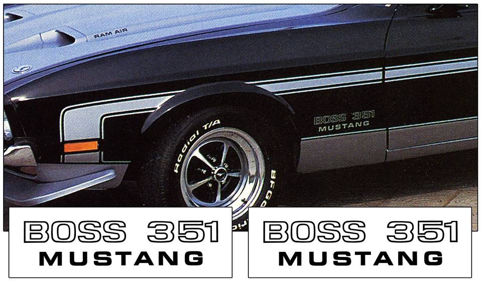 1971 Mustang Boss 351 Fender Decal Set | Graphic Express Automotive ...