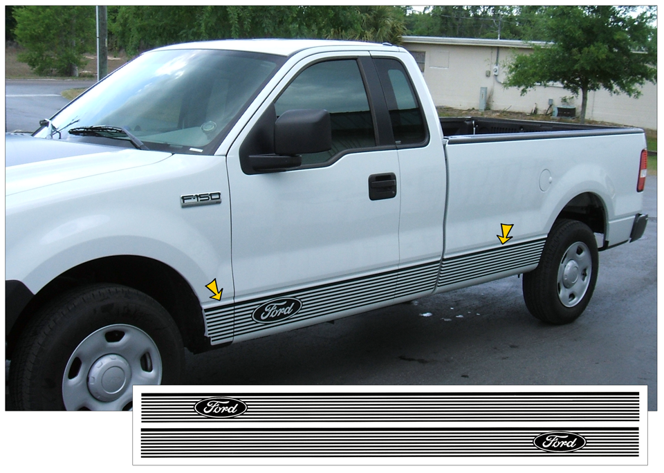 FORD F150 Multi-line Rocker Stripe Decal - Ford Designation