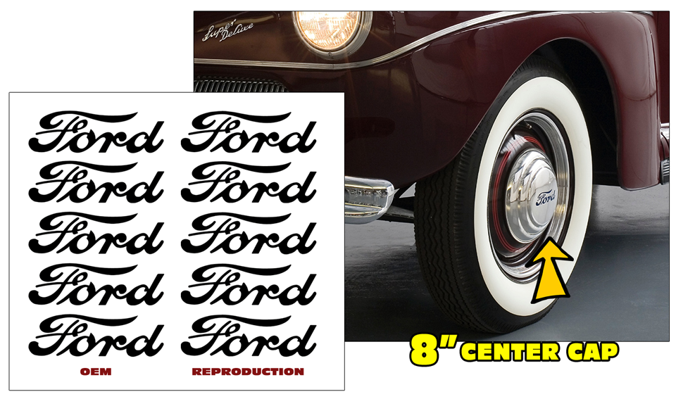 1941-42 Ford Truck Stainless Steel 8" Hub Cap FORD Script Letters Decal ...