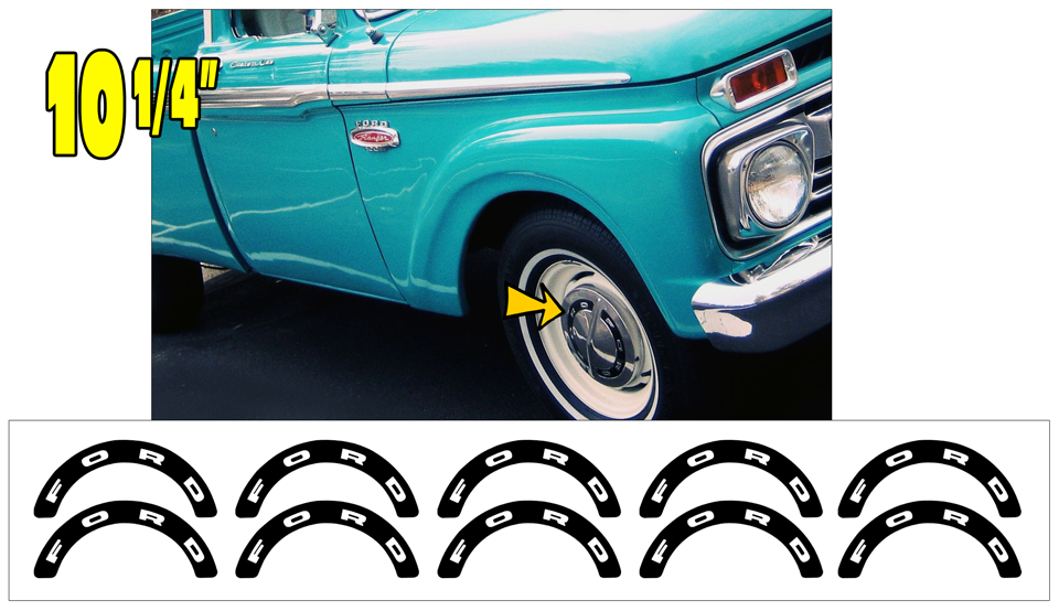 1964-67 Ford F100 Econoline 10 1/4" Hub Cap Decal Inserts