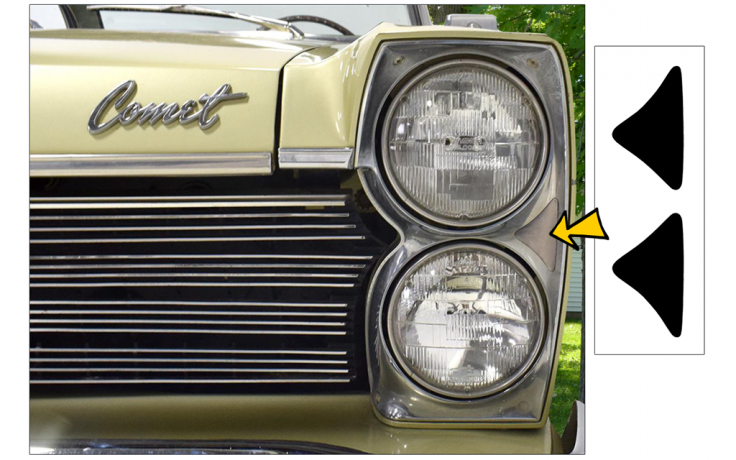 1965 Mercury Comet Headlight Bezel Decals