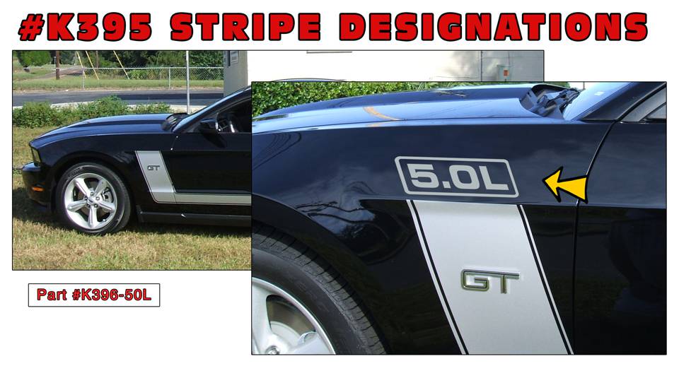 2011-13 Mustang 5.0L Numeral Decal Set - for Side L-Stripe Decal Kit