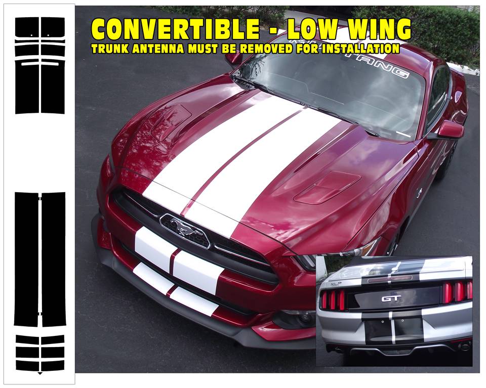 2015-17 Mustang - 10" Lemans Straight Dual Racing Stripes Decal ...