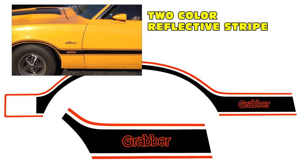 1971 Ford Maverick Grabber Stripe - Two Color - Reflective