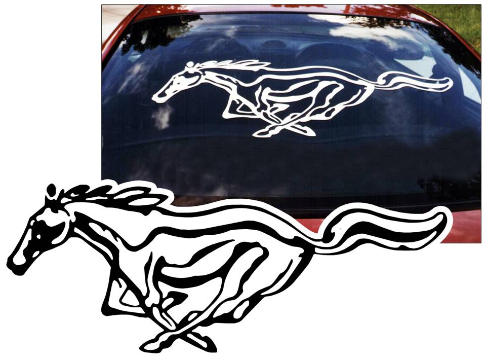 Mustang Detailed Pony Decal - 12" x 31.25" | Graphic Express Automotive ...