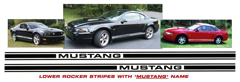 Mustang Lower Rocker Stripes Decal - Mustang Name | Graphic Express ...