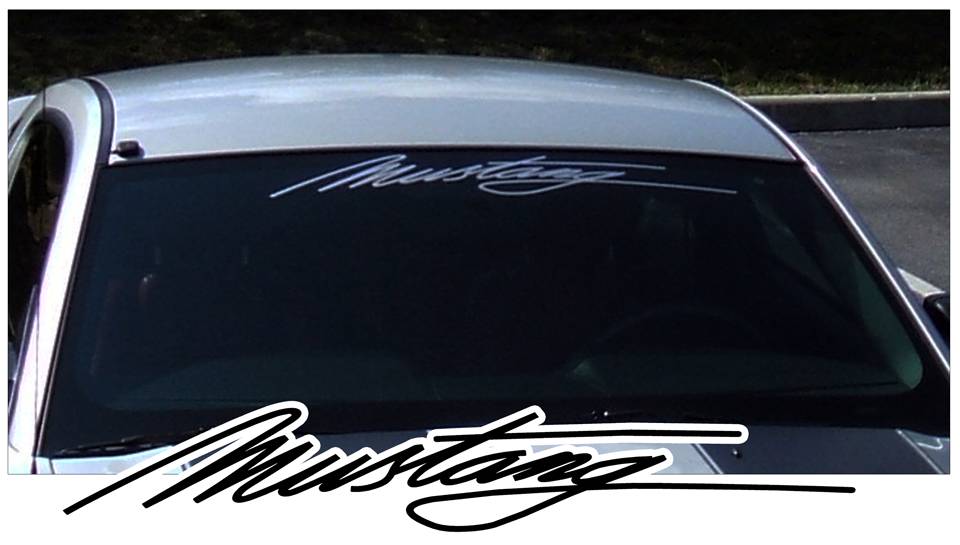 Mustang Script Windshield Decal - 5" x 32" | Graphic Express Automotive ...