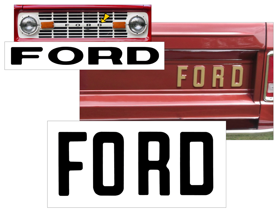 1966-77 Ford Bronco Grille Letter and Tailgate Letter Decal Combo Kit ...