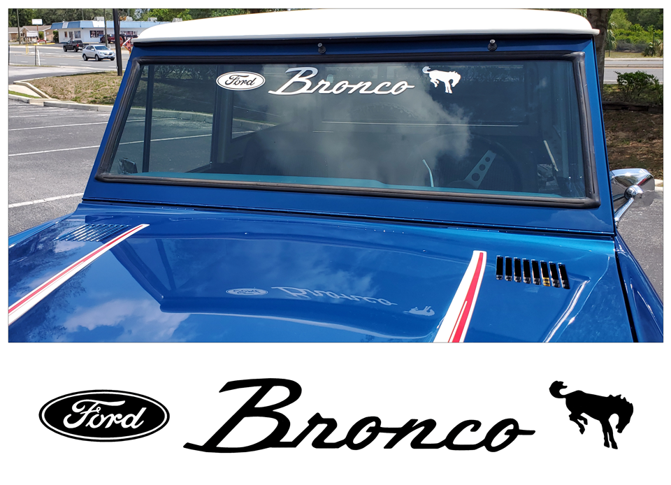 Ford Bronco Windshield Decal with Ford Oval and Horse - 3.75" x 30 ...