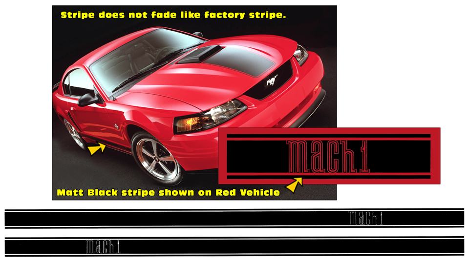 2003-04 Mustang Mach 1 Lower Rocker Stripes Decal - Mach 1 Name ...