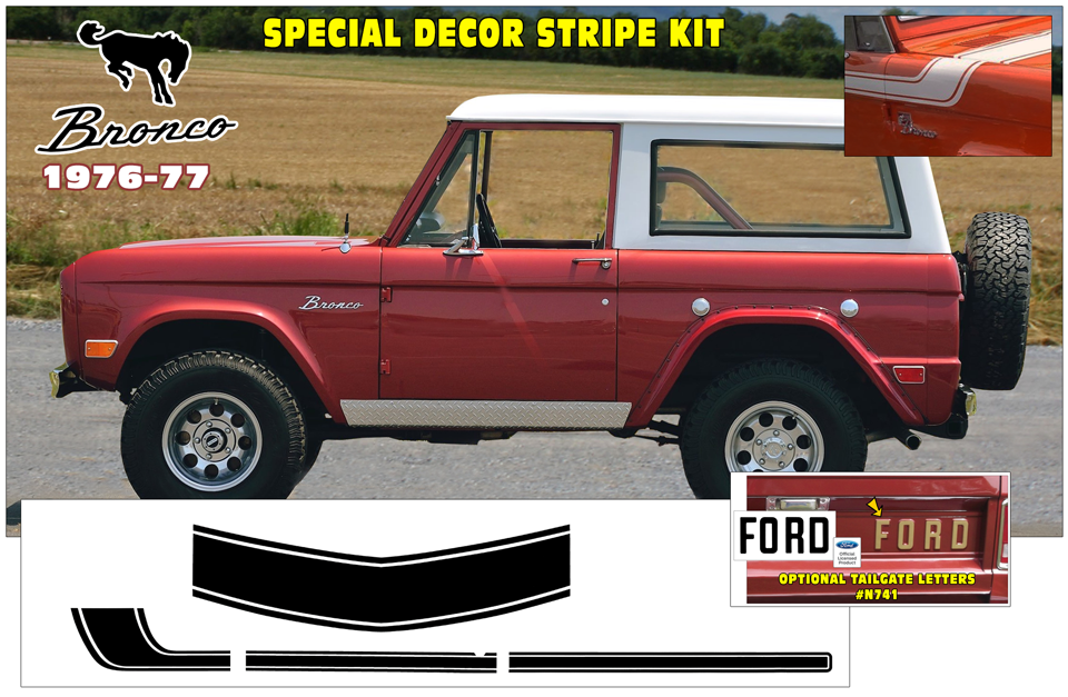 1976-77 Bronco Special Decor Stripe Decal Kit | Graphic Express ...