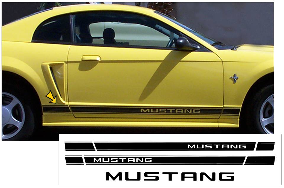1999-04 Mustang Lower Rocker Stripes Decal - Mustang Name - 3" Tall ...