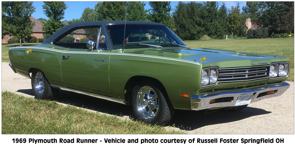 1969 Plymouth Road Runner Upper Body Wide Sport Stripe Decal Kit