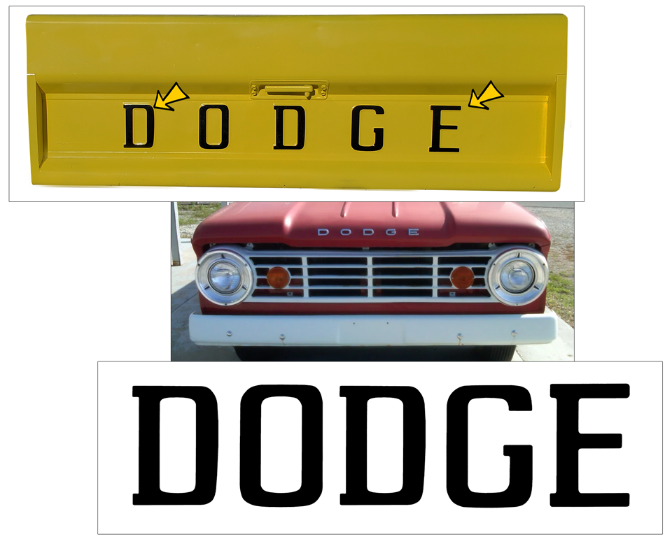 1965-71 Dodge D100 Sweptline Truck - DODGE - Tailgate Decal Letters ...