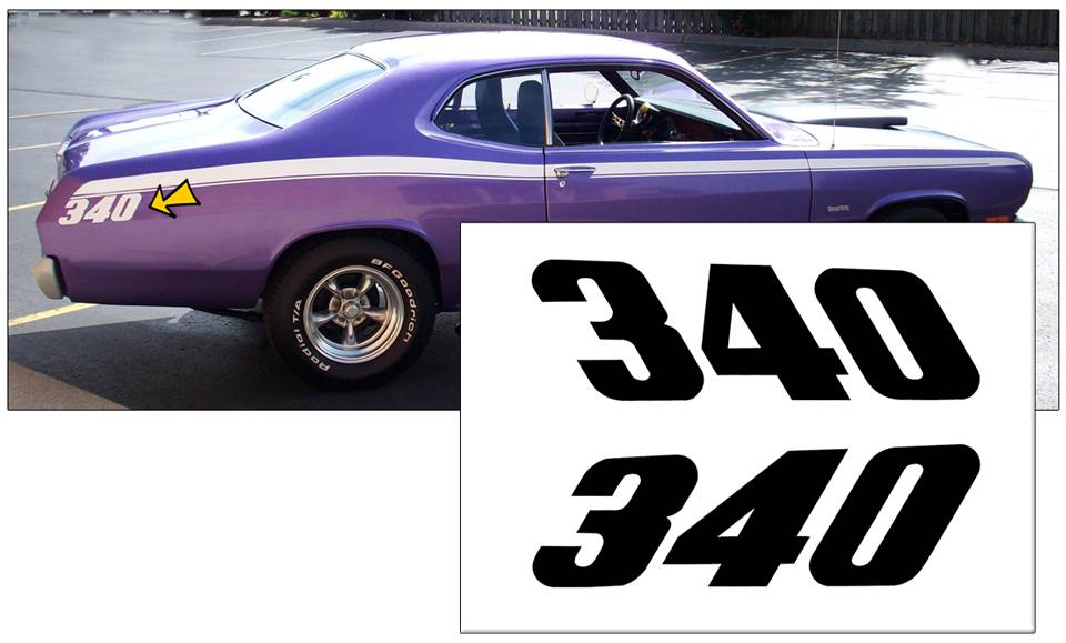 1971-74 Plymouth Duster Quarter Panel Decal Set - 340 Numeral | Graphic ...