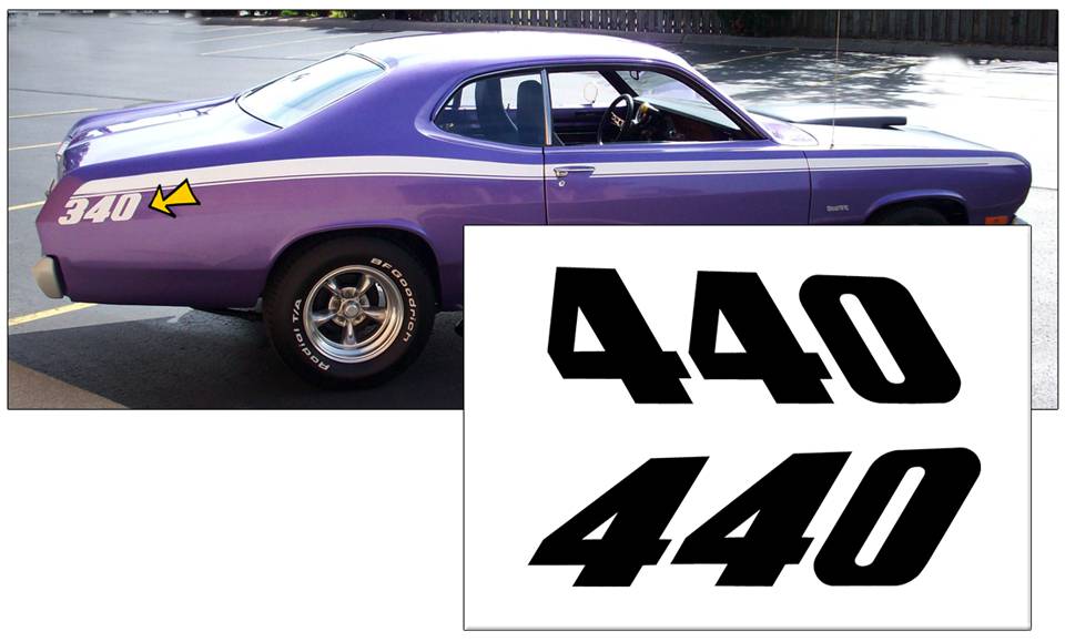 1971-74 Plymouth Duster Quarter Panel Decal Set - 440 Numeral | Graphic ...