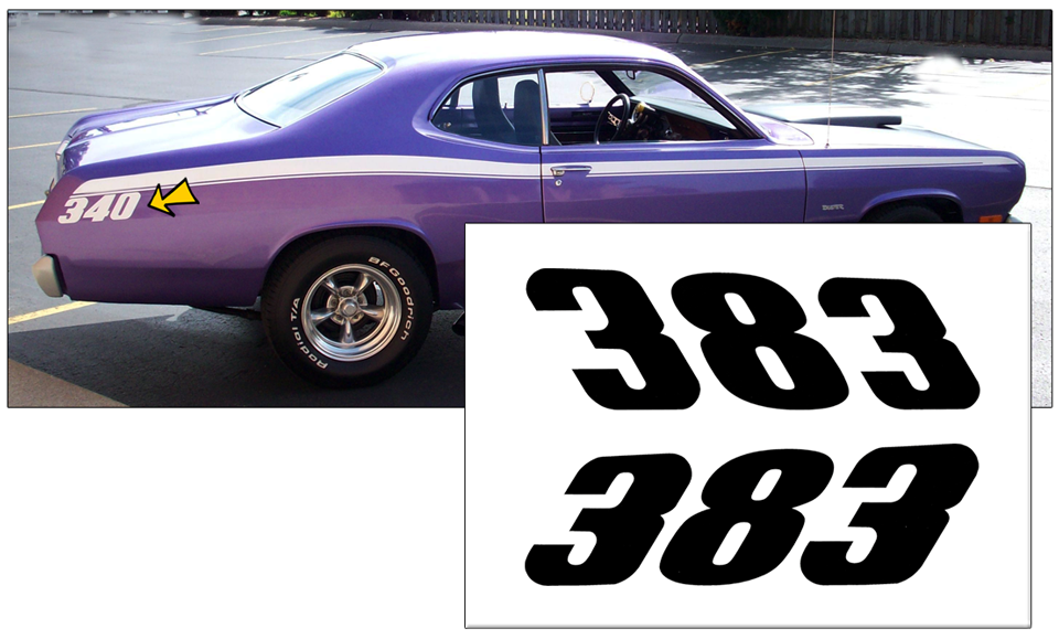 1971-74 Plymouth Duster Quarter Panel Decal Set - 383 Numeral | Graphic ...