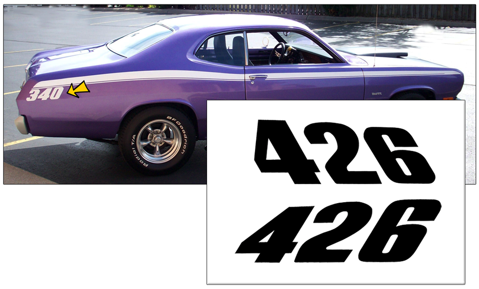 1971-74 Plymouth Duster Quarter Panel Decal Set - 426 Numeral | Graphic ...