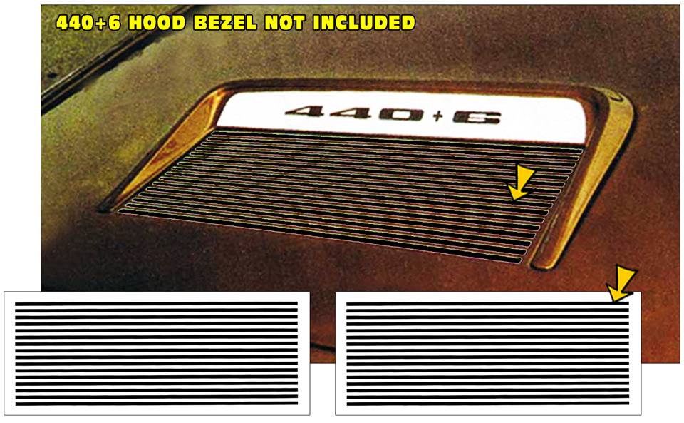 1971 Plymouth GTX or Road Runner Hood Depression Pinstripe Decal Kit ...