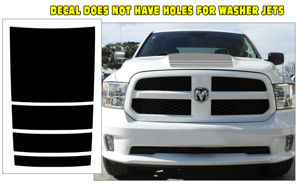 2009-18 Dodge Ram Strobe Hood Stripe Decal Kit | Graphic Express ...