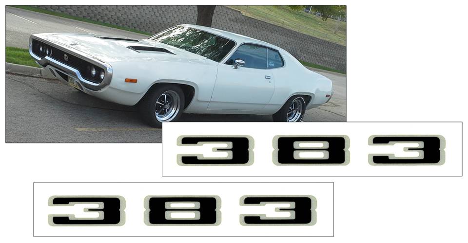 1971-72 Plymouth Road Runner or GTX Fender Decal Set - Black - 383 ...