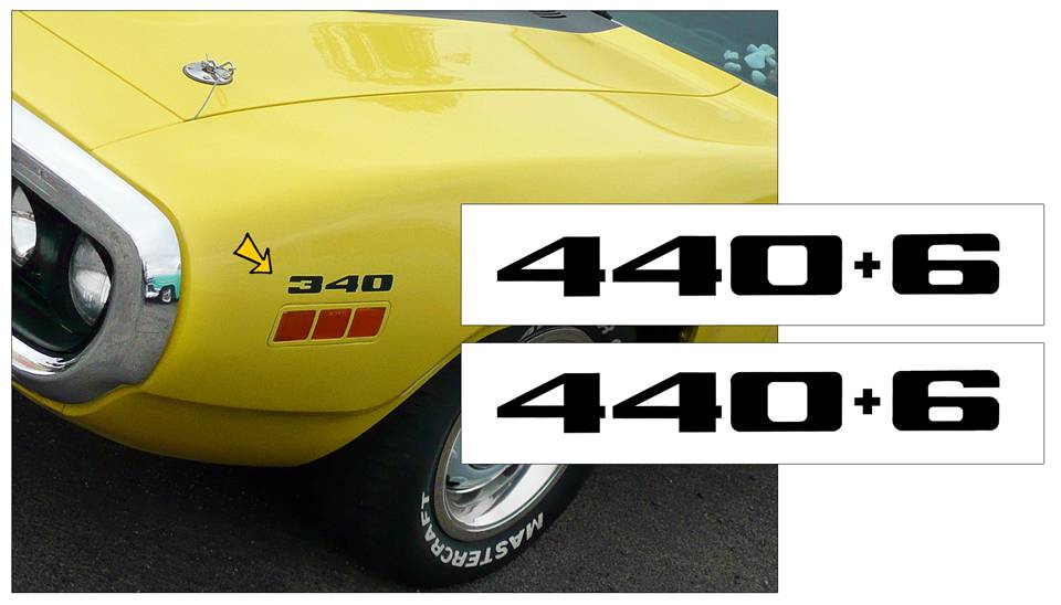 1971 Plymouth - Road Runner - GTX - Fender Decal Set - 440+6 Numeral ...