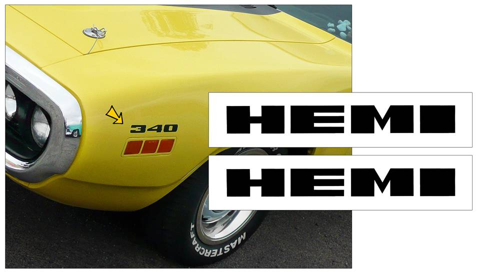 1971 Plymouth - Road Runner - GTX - Fender Decal Set HEMI Name ...