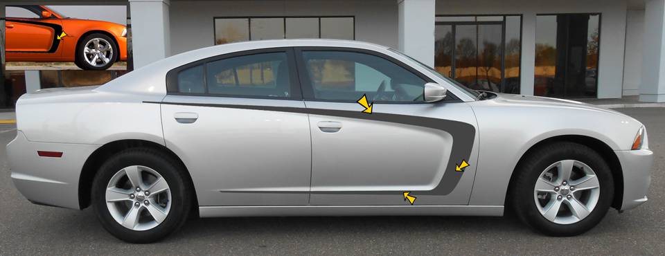 2011-14 Dodge Charger Side C-Stripe Decal Outside Contour Style ...