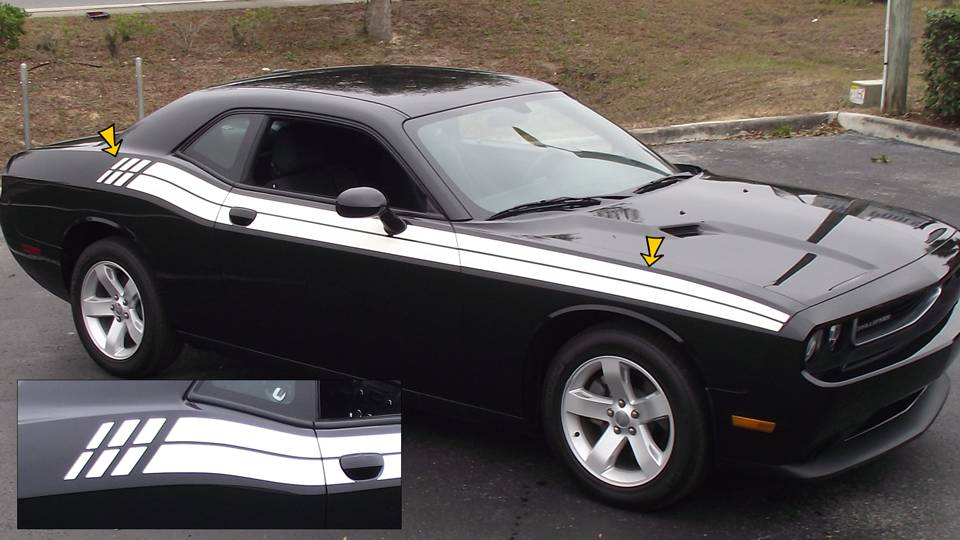 2011-16 Dodge Challenger Dual Line Upper Body Fader Stripe Decal Kit ...