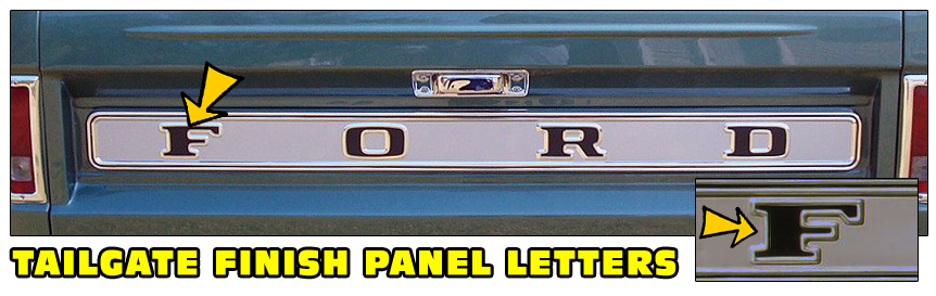 1967-69 Ford F100 - F250 Ranger - Trim Panel Tailgate Decal Letters ...