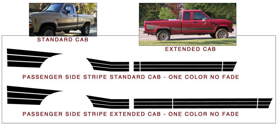 1987-88 Ford Ranger STX Side Stripe Decal Kit - HIGH RIDER | Graphic ...